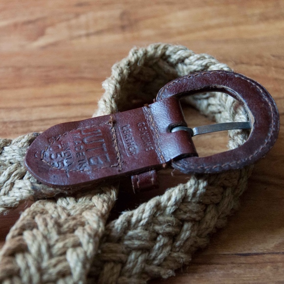 Vintage | Accessories | Vintage Leather Jute Belt Made In India | Poshmark